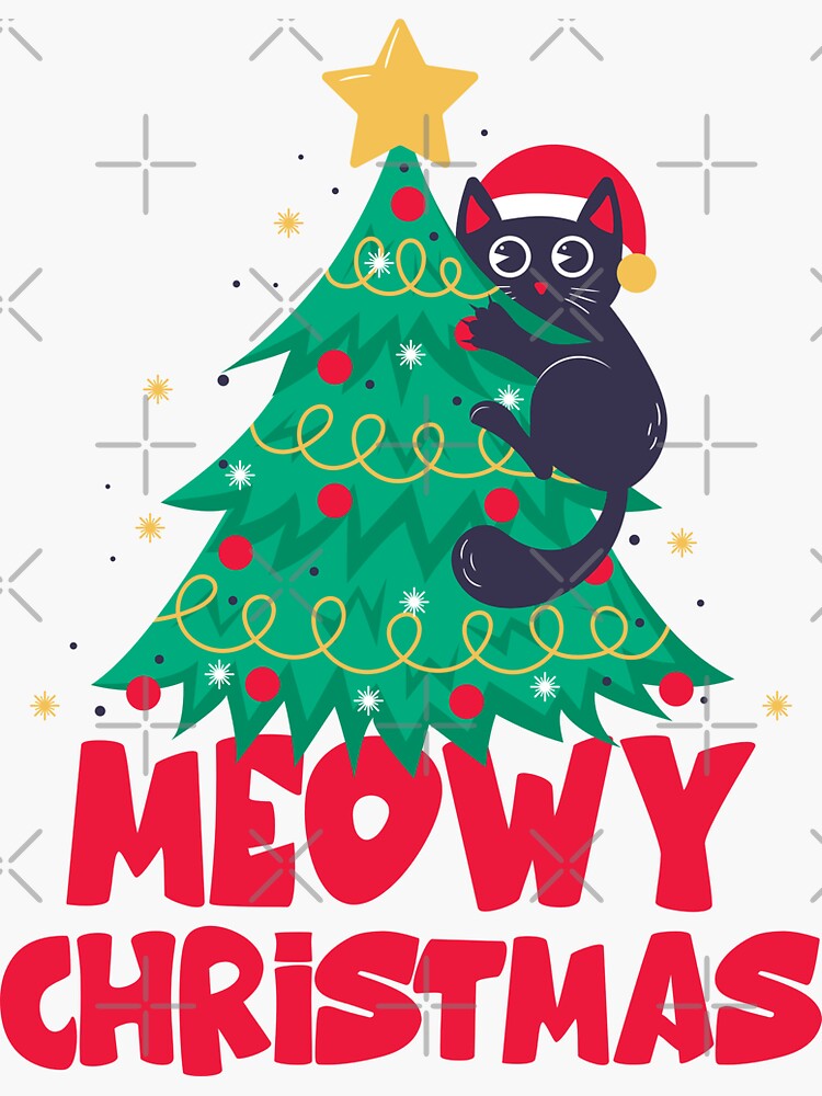 "Meowy Christmas" Sticker for Sale by mindybubble | Redbubble