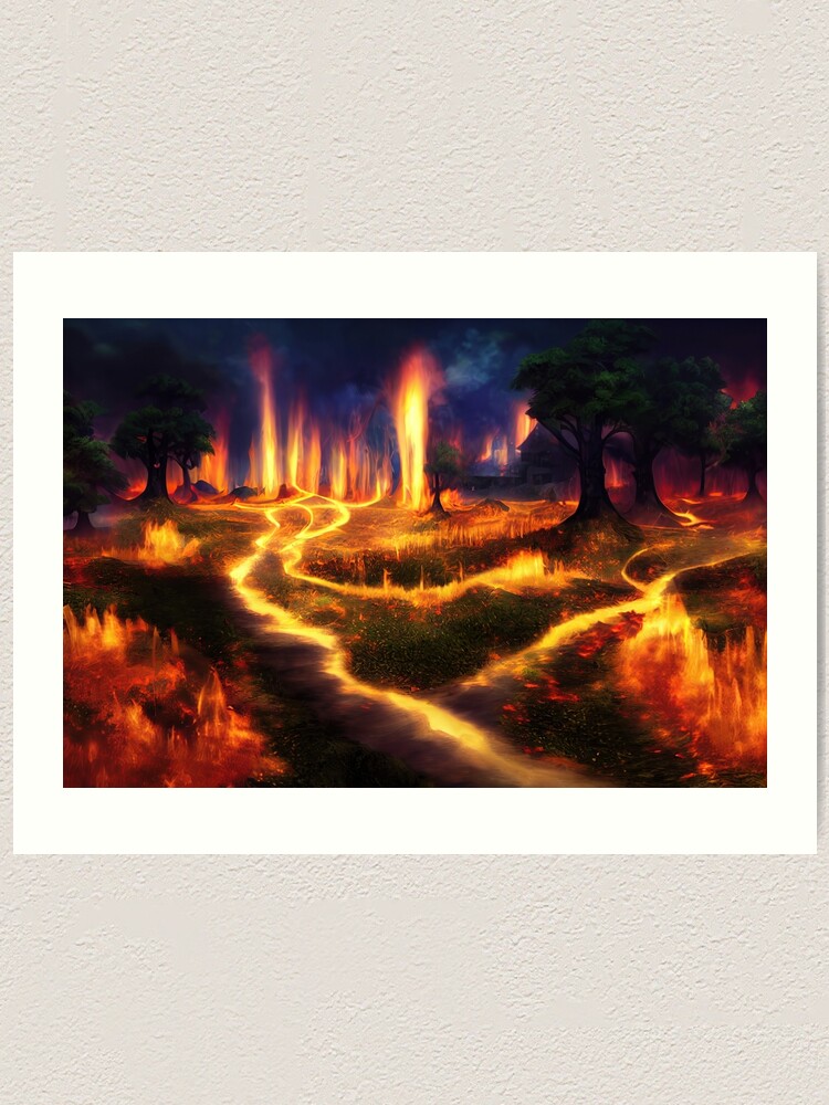 "Flaming Forest - 4K Wallpaper Landscape of Volcano Lava Fire and ...