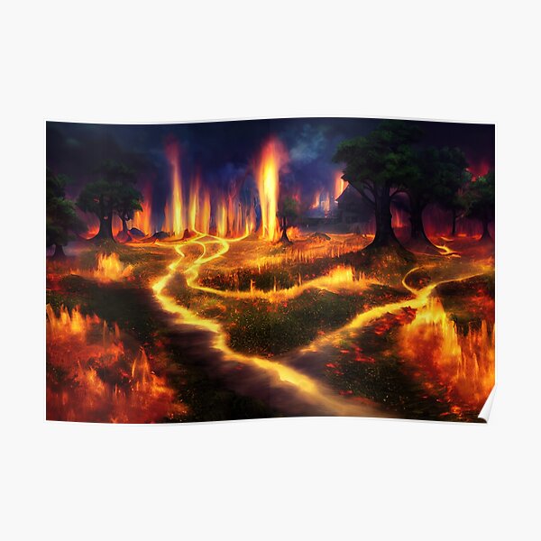 "Flammender Wald - 4K Wallpaper Landschaft aus Vulkanlava, Feuer und ...