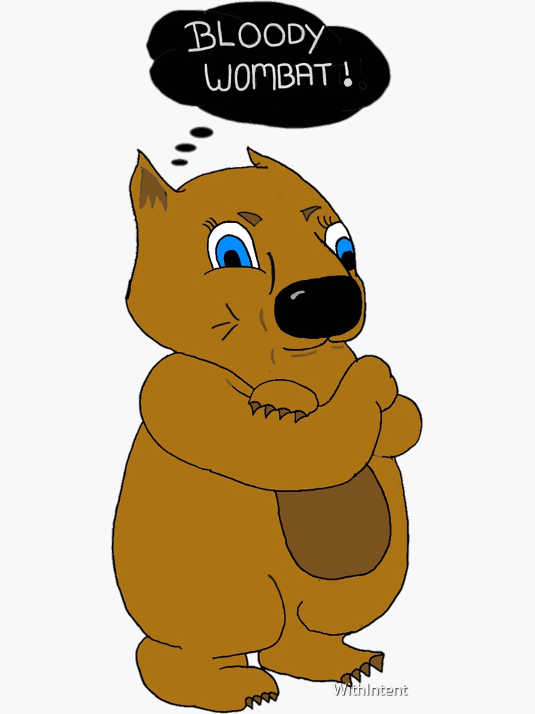 "Bloody Wombat Cartoon" Sticker for Sale by WithIntent | Redbubble