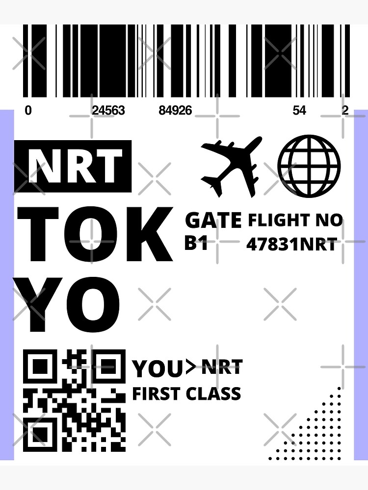 "Tokyo Boarding Pass, air plan, NRT, ticket" Art Print for Sale by ...