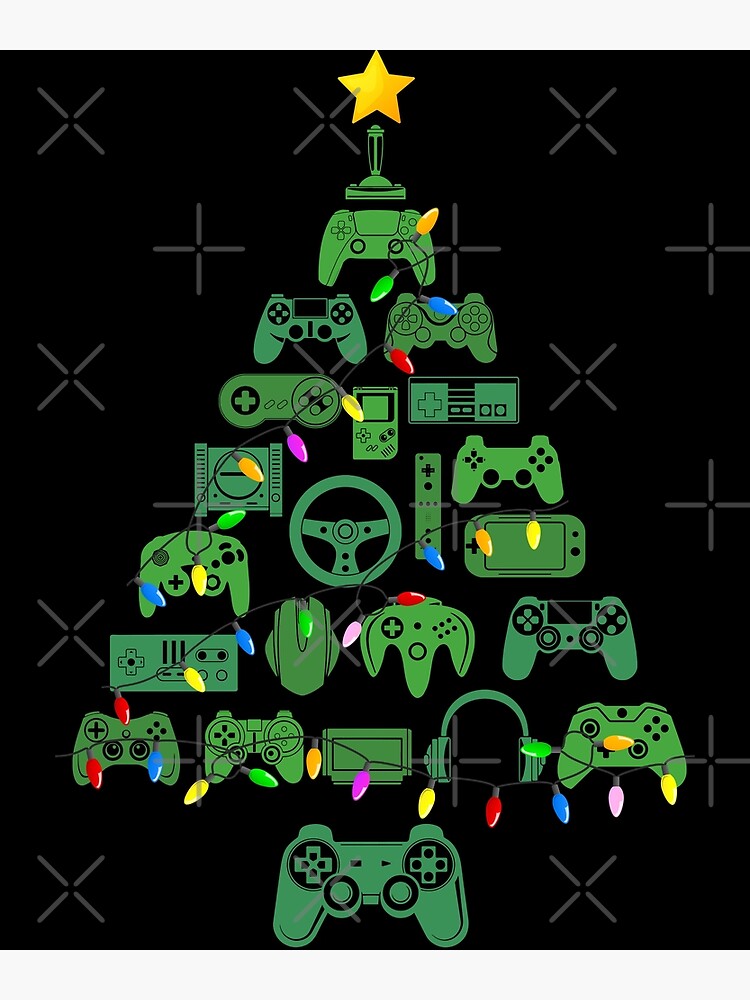 "Video Game Christmas Tree Xmas Lighting Boys Video Game Lover" Art ...