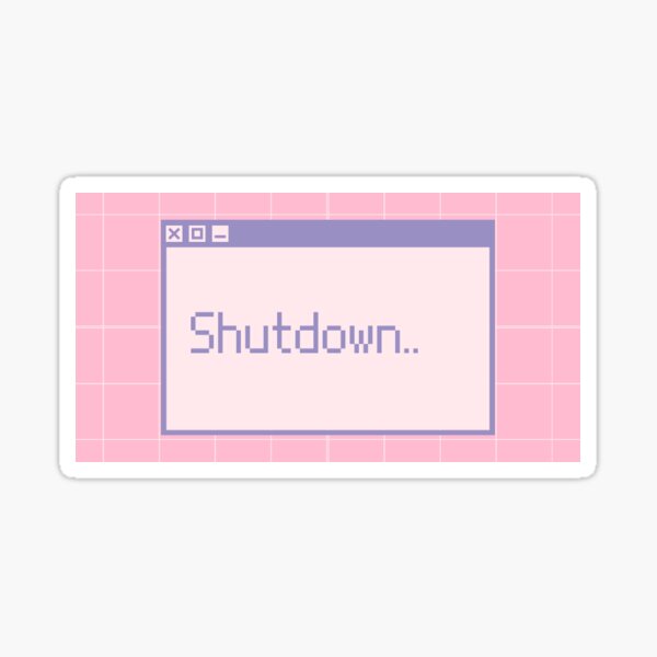 "Shutdown Retro Pixel Landscape Rectangle Laptop Sticker" Sticker for ...