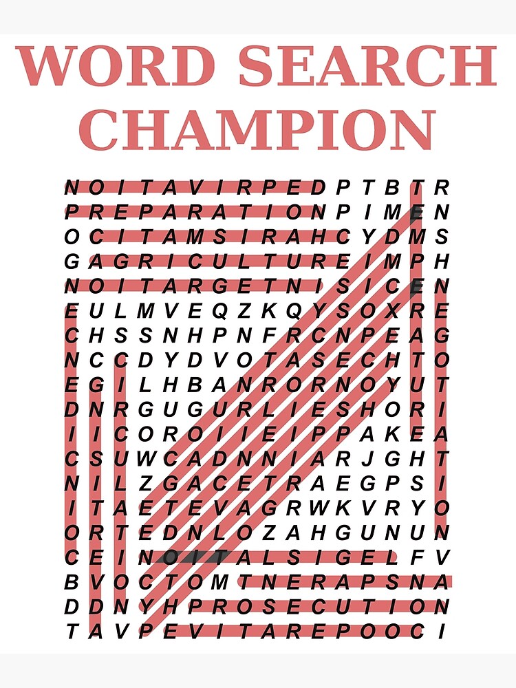 "Word Search Champion" Poster for Sale by bchambers1 | Redbubble