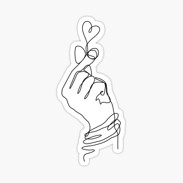 "BTS Finger Hear Lineart" Sticker for Sale by maison-mason | Redbubble
