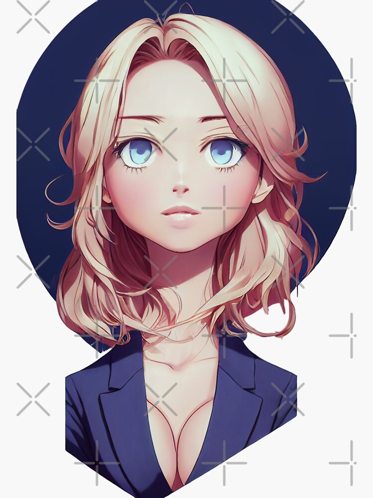 Pinup Anime Big Boobs Blonde Girl 9 Sticker For Sale By Osy003