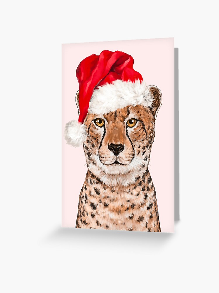"Christmas Cheetah in Pink" Greeting Card for Sale by bignosework ...