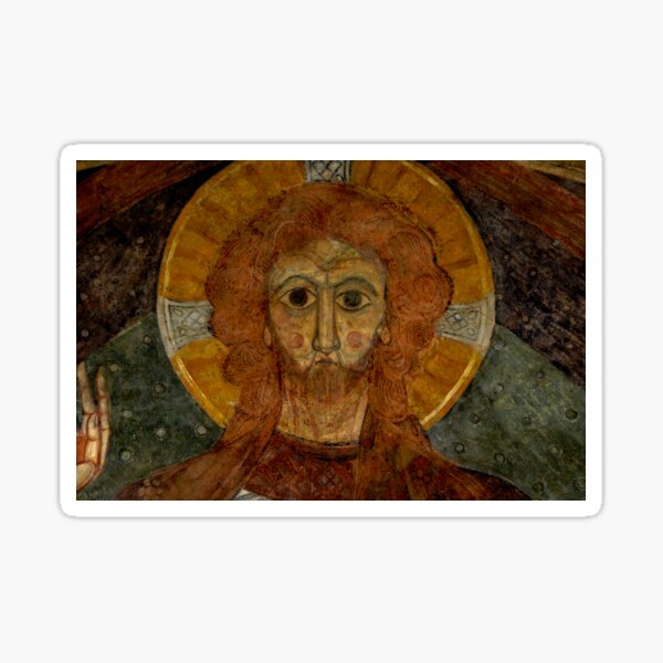 "Dark-eyed, red-haired Jesus Christ, Nevers Cathedral" Sticker for Sale ...
