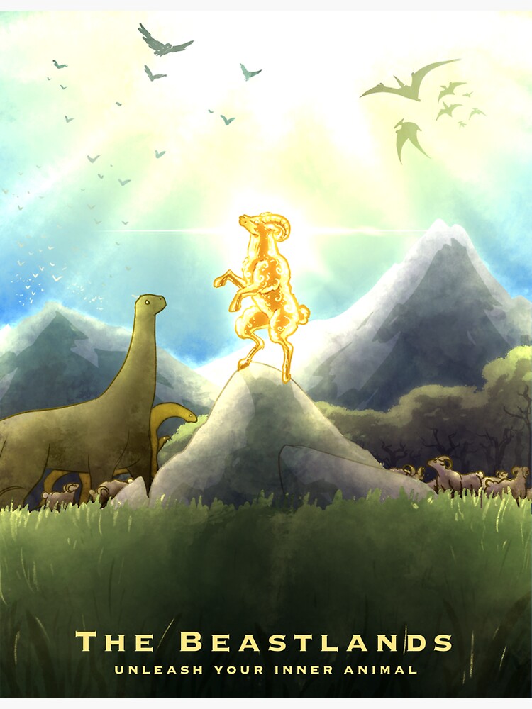 "Beastlands Travel Poster" Sticker for Sale by RWDPodcast | Redbubble