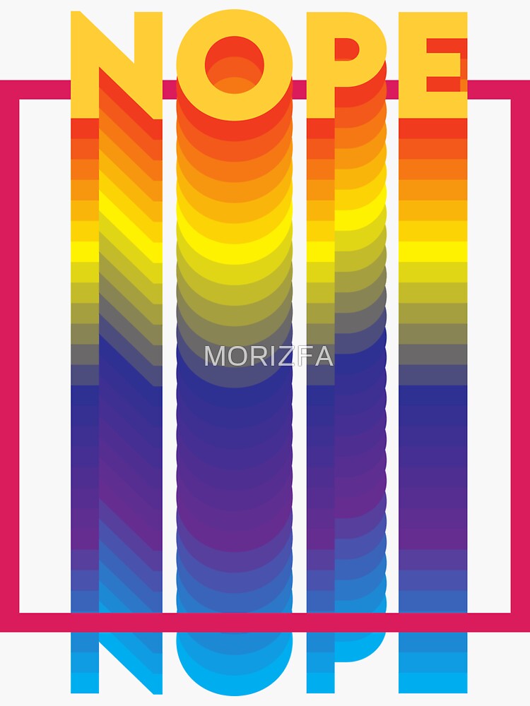 "Rainbow Nope Yellow Text Border" Sticker for Sale by MORIZFA | Redbubble