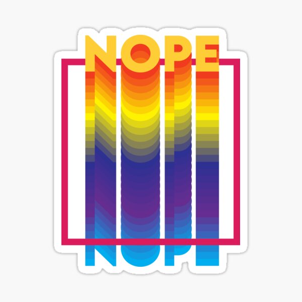 "Rainbow Nope Yellow Text Border" Sticker for Sale by MORIZFA | Redbubble