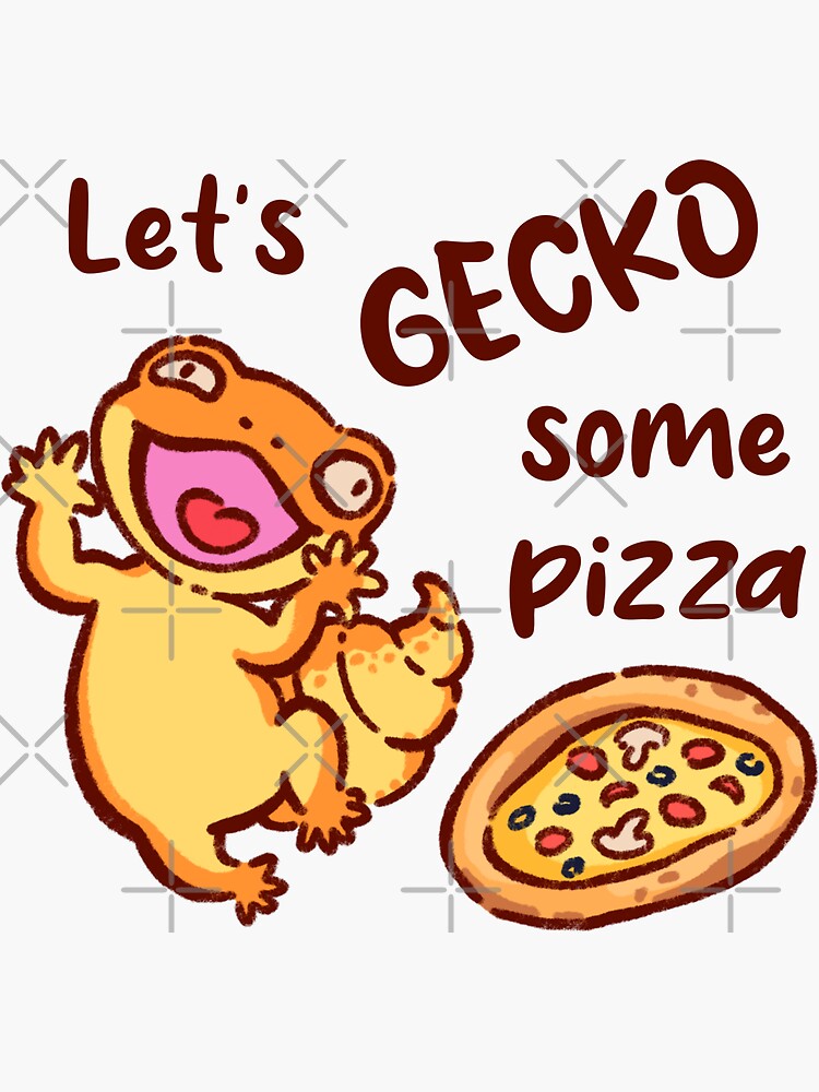 "Cute gecko and pizza art" Sticker for Sale by tinyartsshop | Redbubble