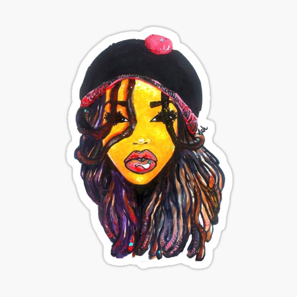 "Jamaican Women Dope Dreads Locs Natural Hair Rasta Girl" Sticker by ...
