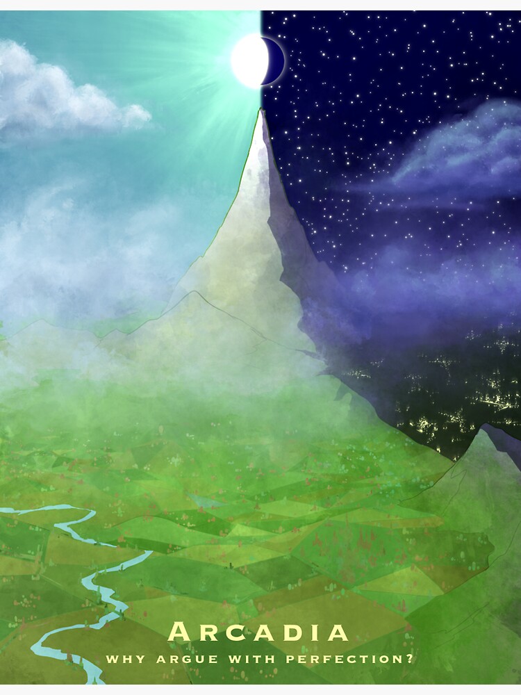 "Arcadia Travel Poster" Sticker for Sale by RWDPodcast | Redbubble