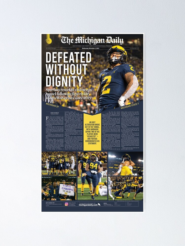 "Michigan Daily Michigan vs. MSU Football Sports Monday Cover" Poster ...