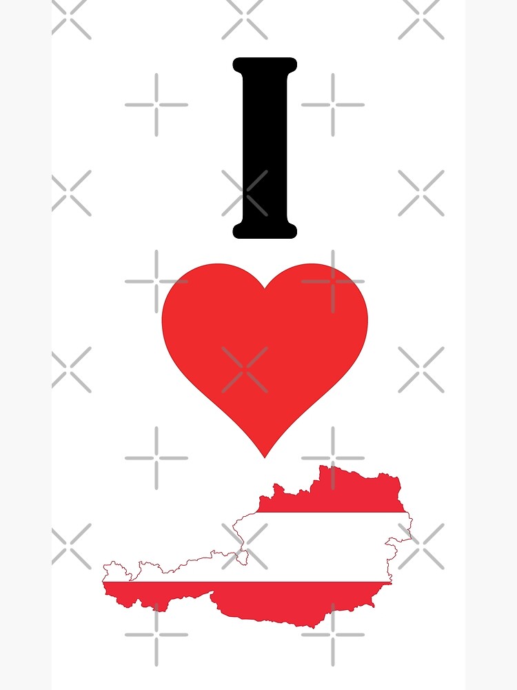 Lámina fotográfica «Amo Austria Vertical I Heart Austria Mapa de la ...