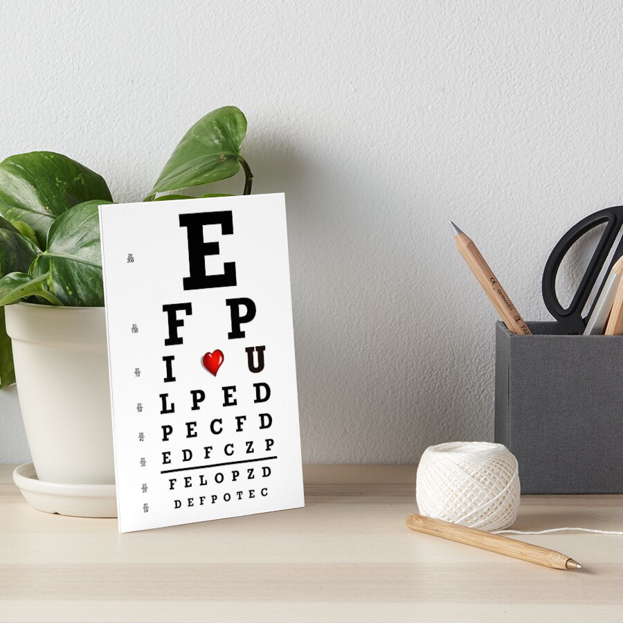 "Eye chart optometry optometrist love Snellen vision" Art Board Print ...