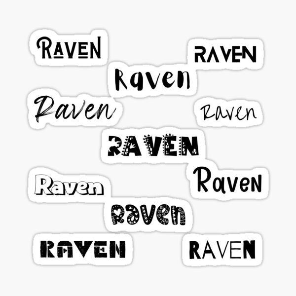 Raven In 10 Different Fonts Sticker For Sale By Magleen Redbubble