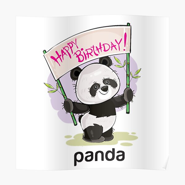 Póster «Pequeño panda de dibujos animados.Feliz cumpleaños» de ...