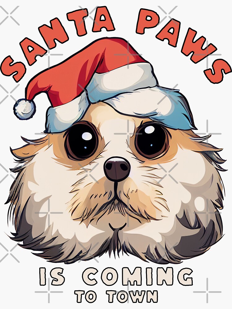"Santa Paws Is Coming To Town" Sticker for Sale by Ironicdoll | Redbubble
