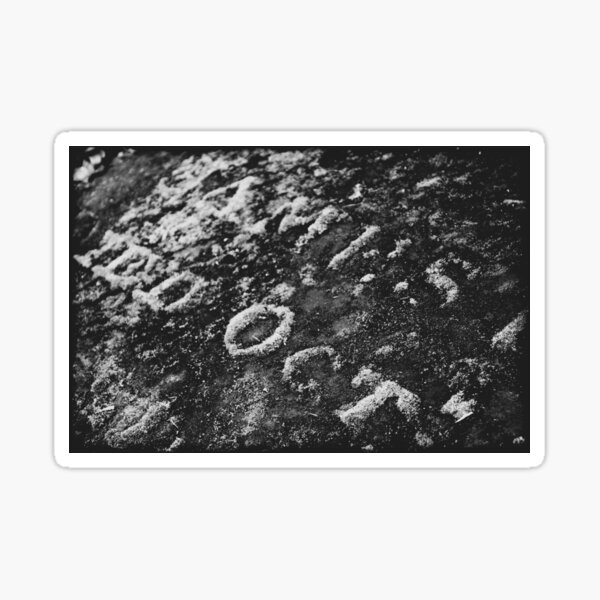 "Aged gravestone with engravings" Sticker for Sale by chiaravisuals ...