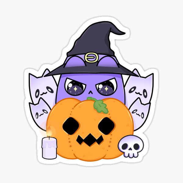 "Witchy Cat and Cat Ghost Friends " Sticker for Sale by Minidooods ...