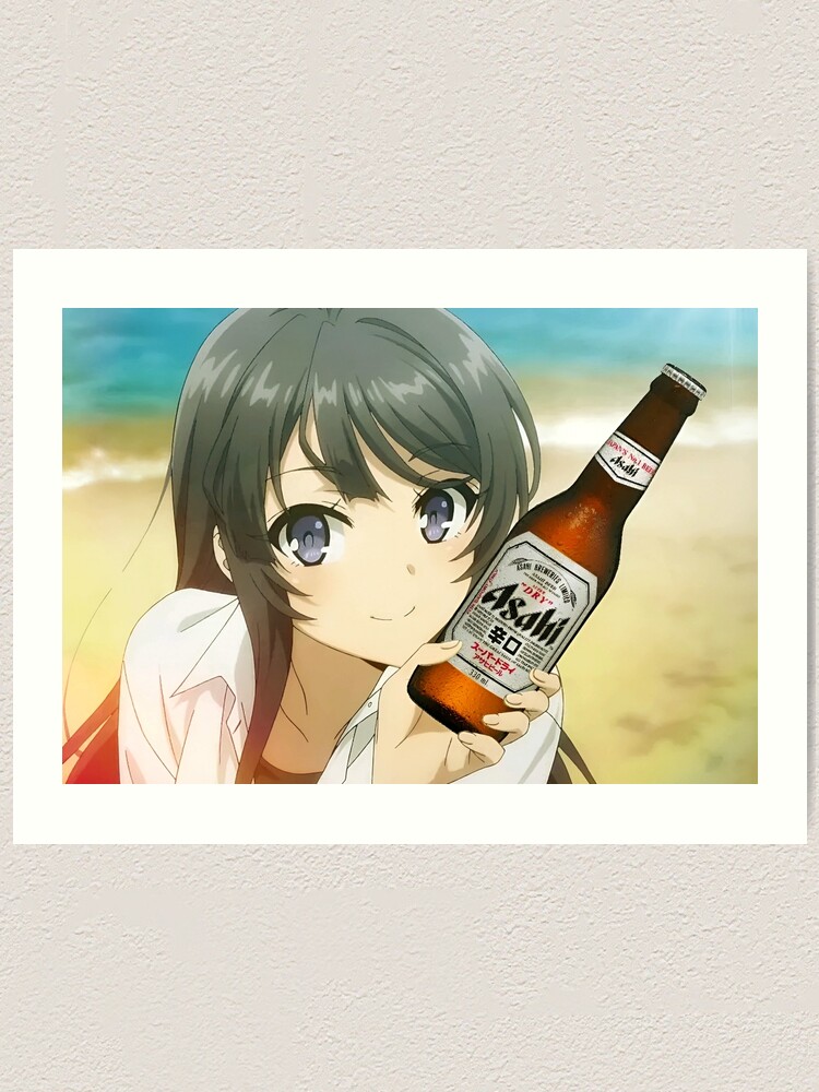 "Mai Sakurajima with an Asahi Super Dry - Anime Beer #2" Art Print for ...
