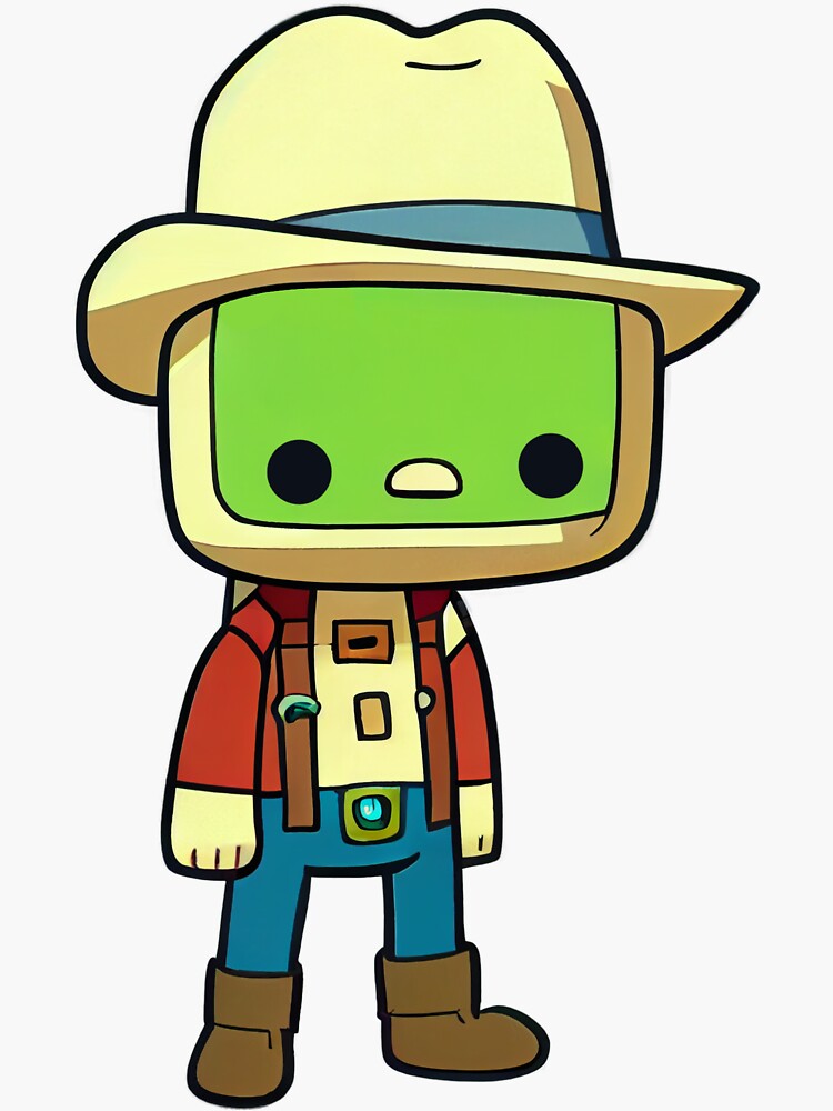 "Cowboy robot with hat and screen head" Sticker for Sale by ...