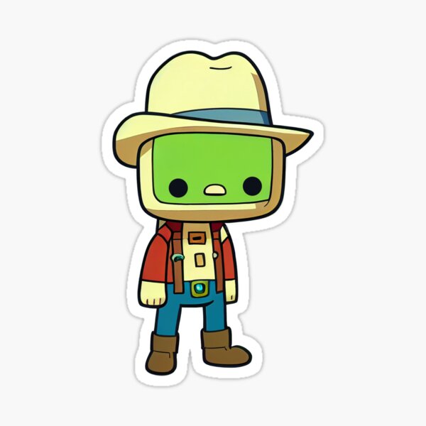 "Cowboy robot with hat and screen head" Sticker for Sale by ...