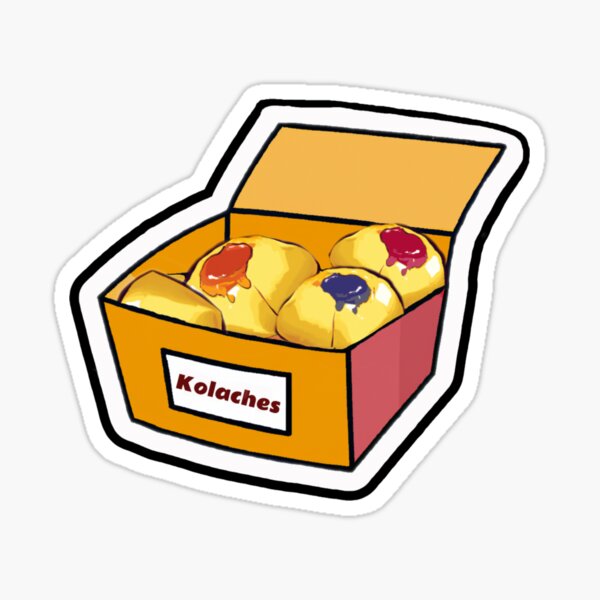 "A Box of Kolaches" Sticker for Sale by JandyDesign | Redbubble
