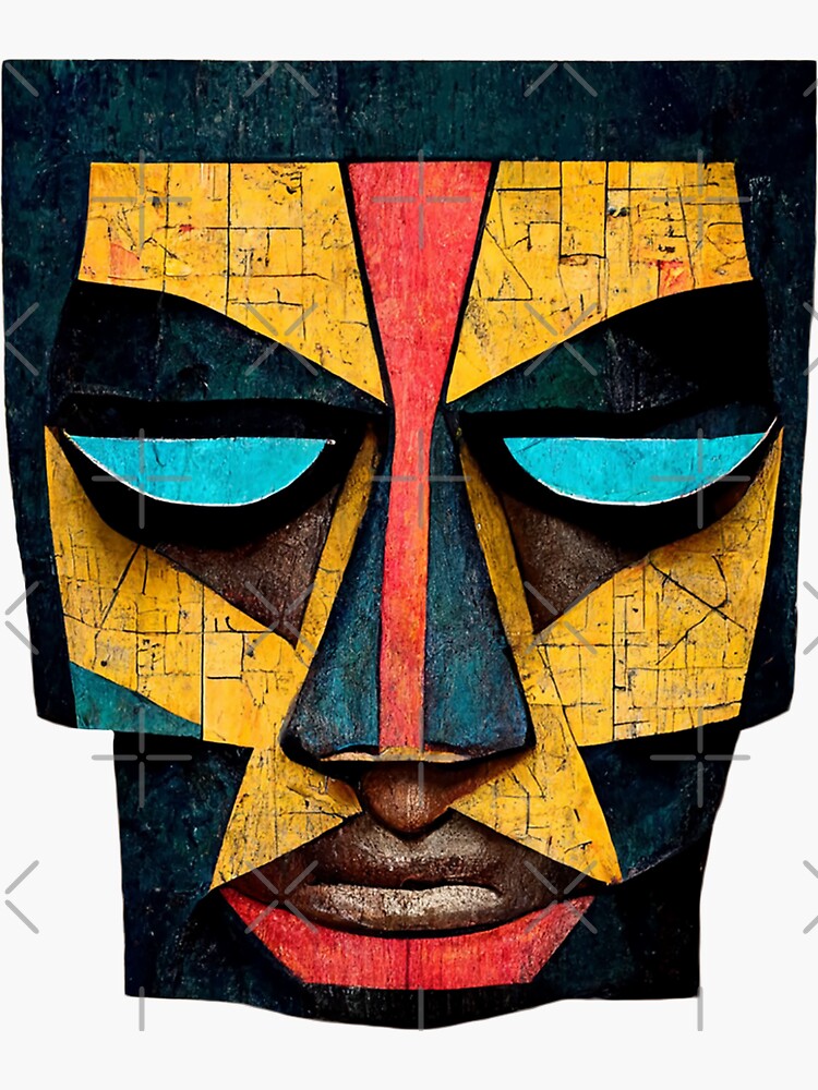 "Cubism African Face Mask " Sticker for Sale by TheMikis | Redbubble