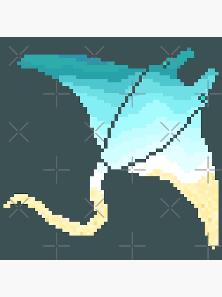 "Modern Pixel Sea Manta Ray" Poster for Sale by jofudachi | Redbubble