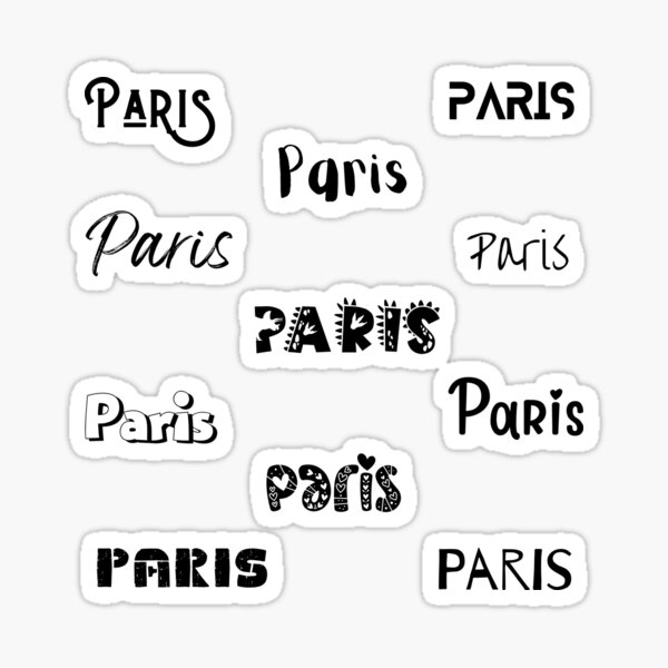 "Paris In 10 different fonts" Sticker for Sale by magleen | Redbubble