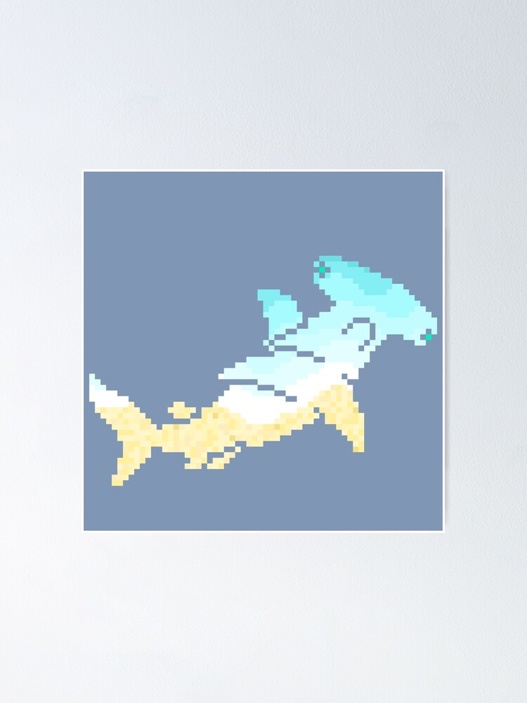 "Modern Pixel Sea Hammerhead Shark" Poster for Sale by jofudachi ...