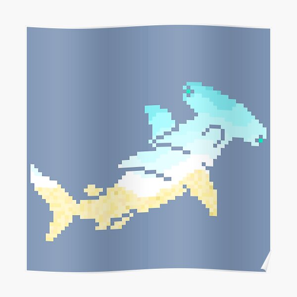 "Modern Pixel Sea Hammerhead Shark" Poster for Sale by jofudachi ...