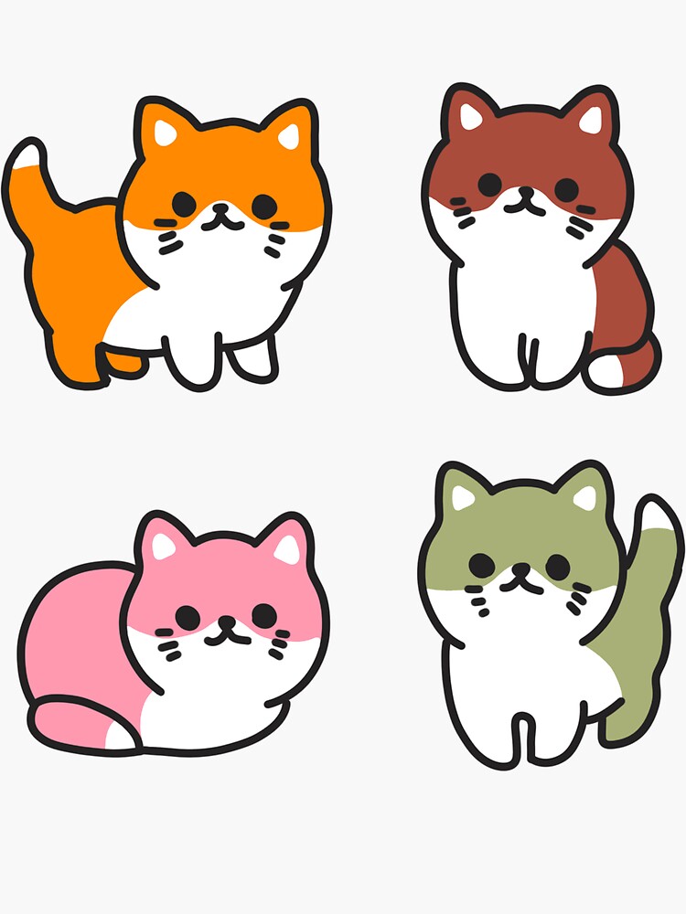 "Color Cats Pack" Sticker for Sale by Cuteyzone | Redbubble
