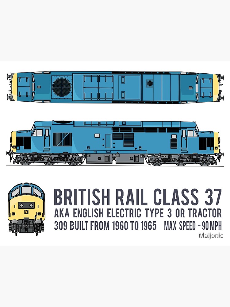 "British Rail Class 37 English Electric Type 3 Locomotive Diagrams Gift ...
