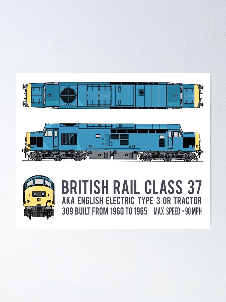 "British Rail Class 37 English Electric Type 3 Locomotive Diagrams Gift ...