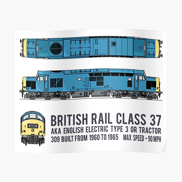 "British Rail Class 37 English Electric Type 3 Locomotive Diagrams Gift ...