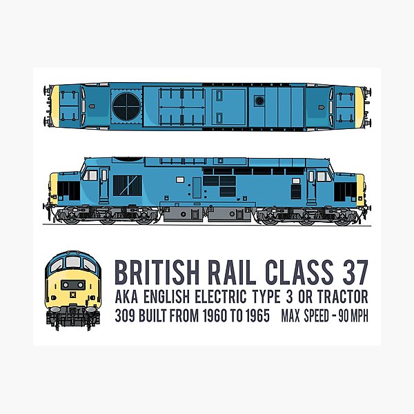 "British Rail Class 37 English Electric Type 3 Locomotive Diagrams Gift ...