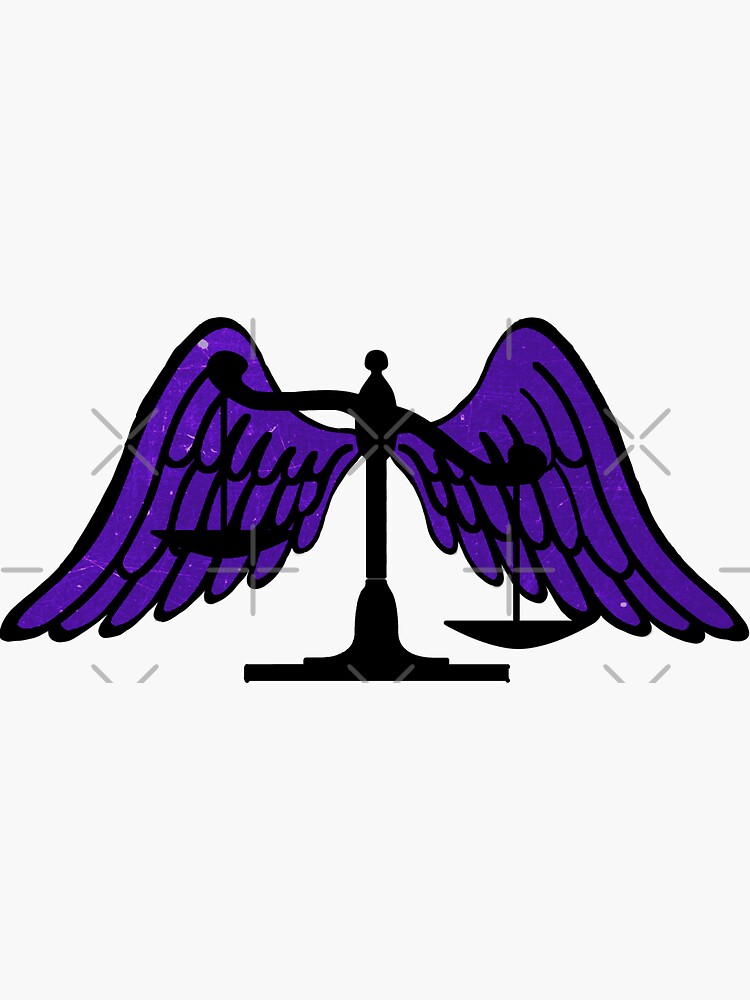 "judgement Day scale w Purple Angel Wings" Sticker for Sale by ...