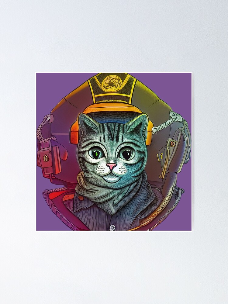 "Pilot Cat - Cute Soldier Cat Fighter Jet Pilot" Poster for Sale by ...