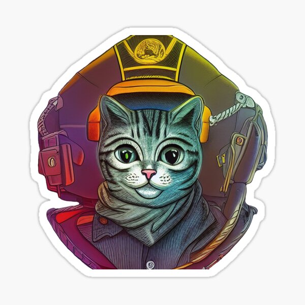 "Pilot Cat - Cute Soldier Cat Fighter Jet Pilot" Sticker for Sale by ...
