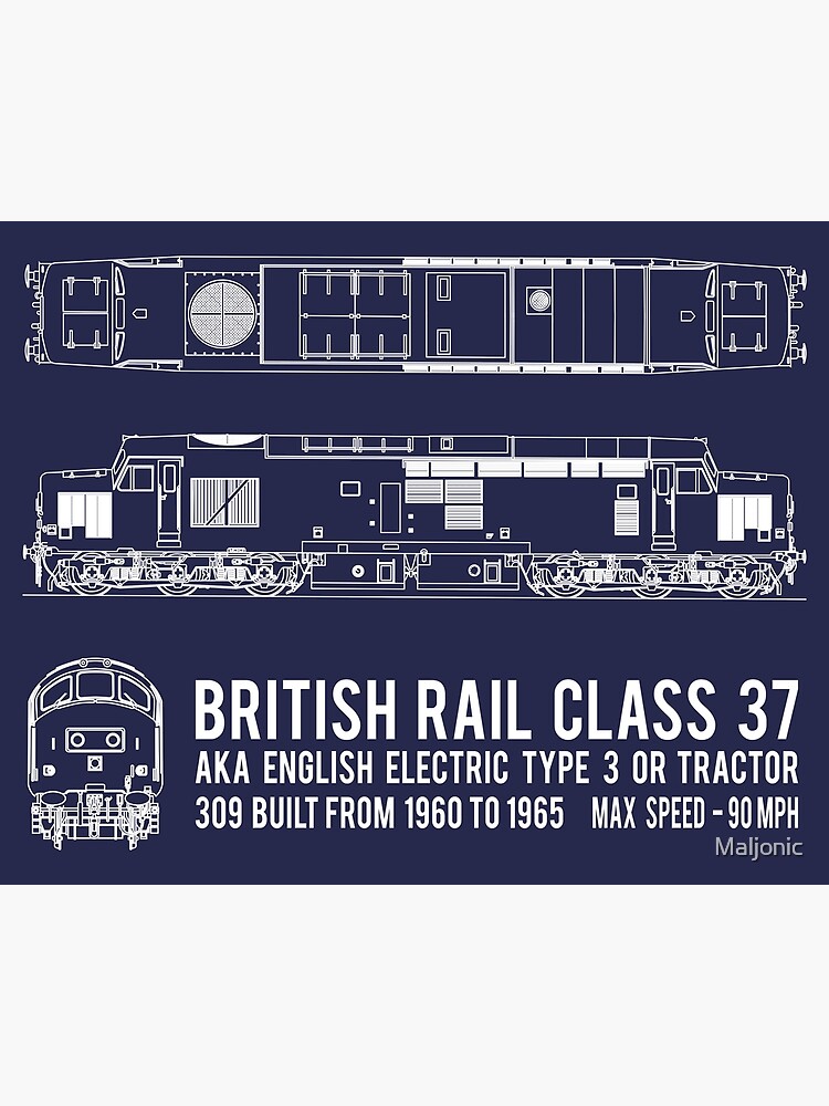 "British Rail Class 37 English Electric Type 3 Locomotive Blueprint ...