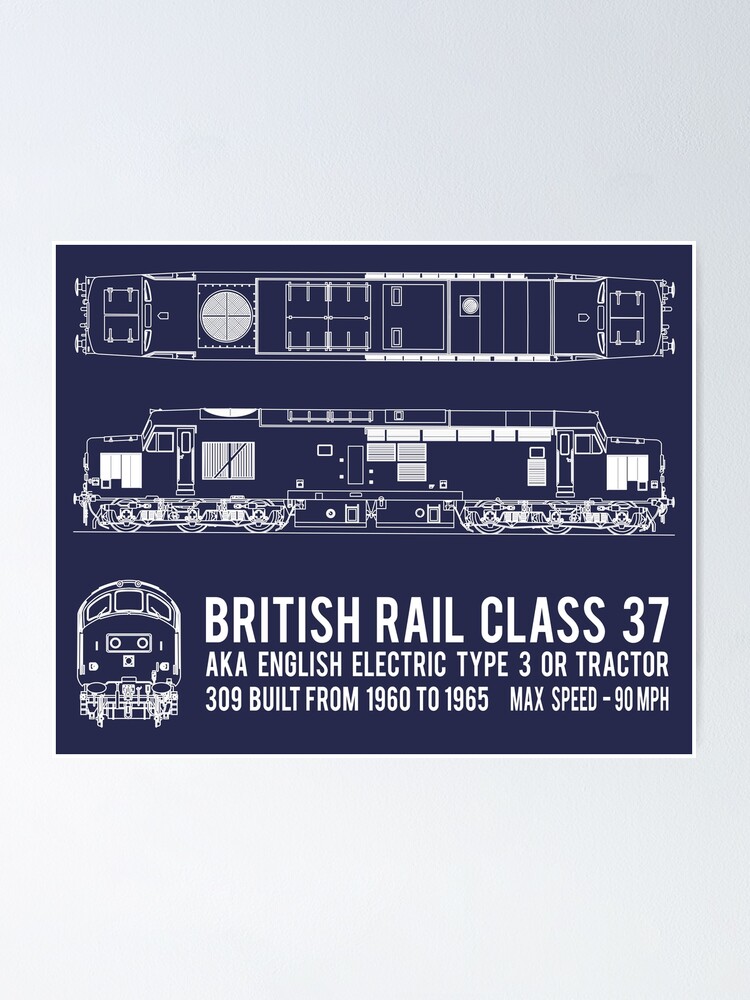"British Rail Class 37 English Electric Type 3 Locomotive Blueprint ...