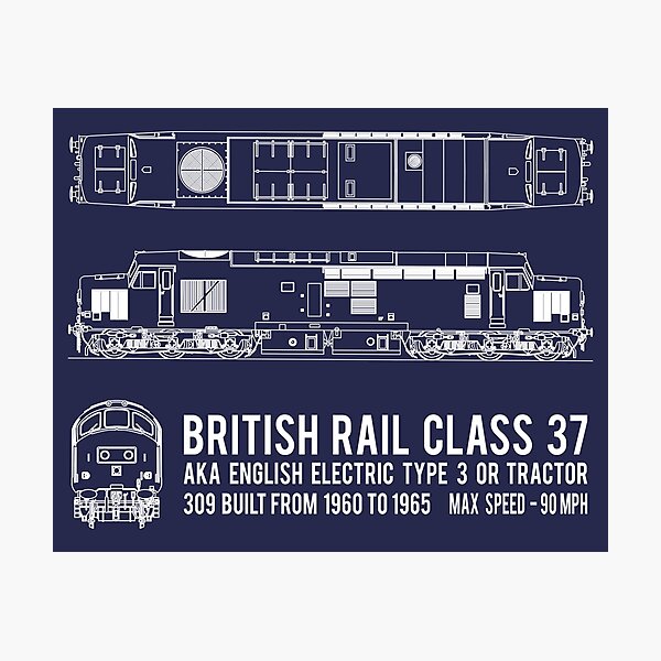 "British Rail Class 37 English Electric Type 3 Locomotive Blueprint ...
