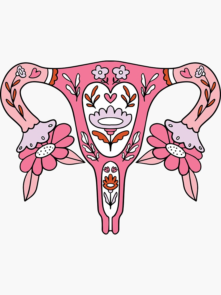 "cute pink floral uterus feminist sticker" Sticker for Sale by ...
