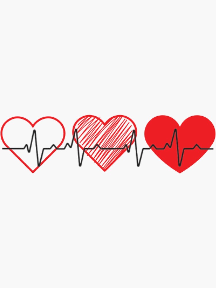 "Composition of 3 hearts with heart rate" Sticker for Sale by ...