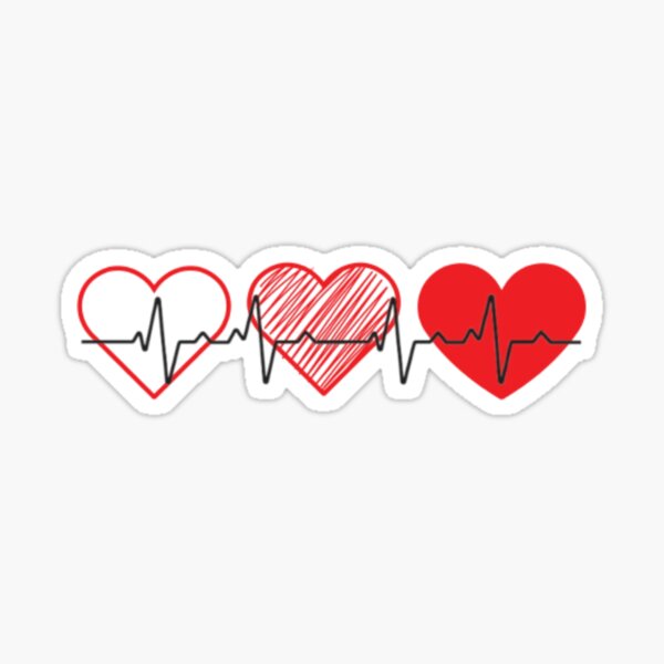"Composition of 3 hearts with heart rate" Sticker for Sale by ...