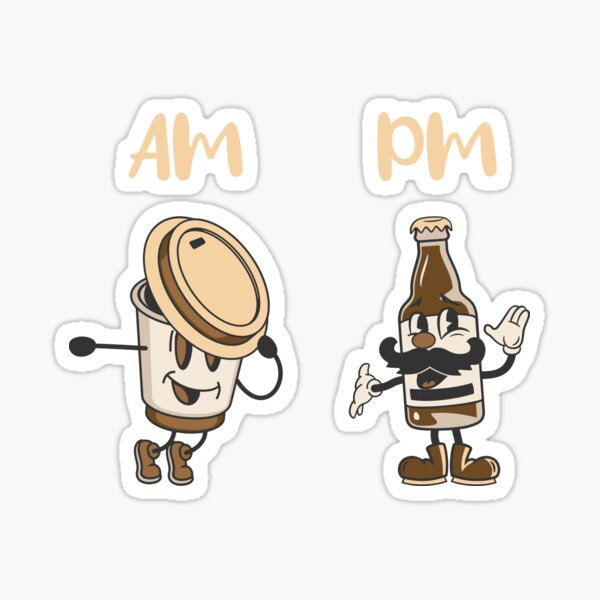 "AM/PM Coffee and beer" Sticker for Sale by APsquare | Redbubble